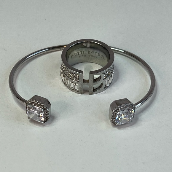 henri bendel | Jewelry | Henri Bendel Silver Tone Cuff And Ring W ...